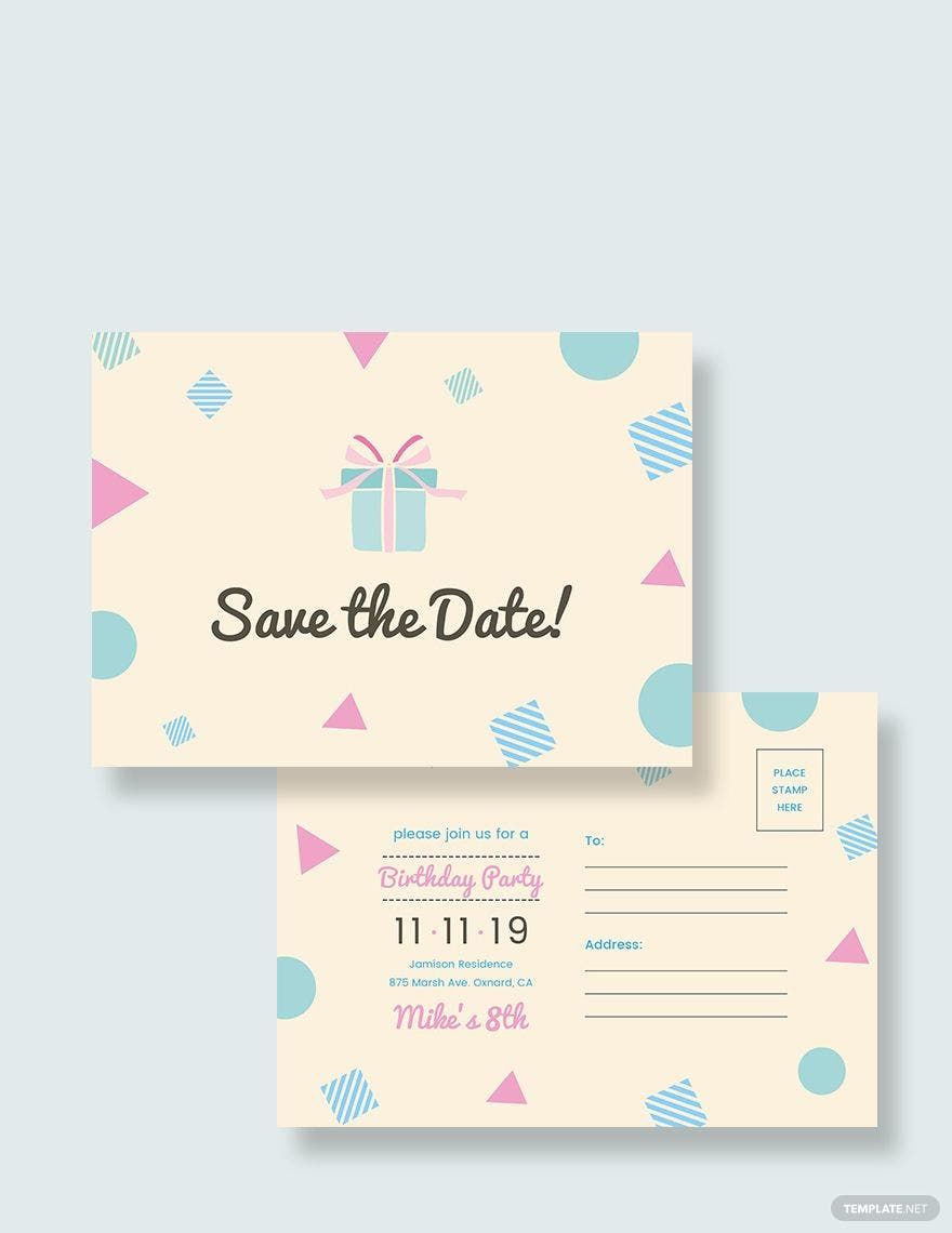 Free Birthday Save The Date Postcard Template Download In Word 