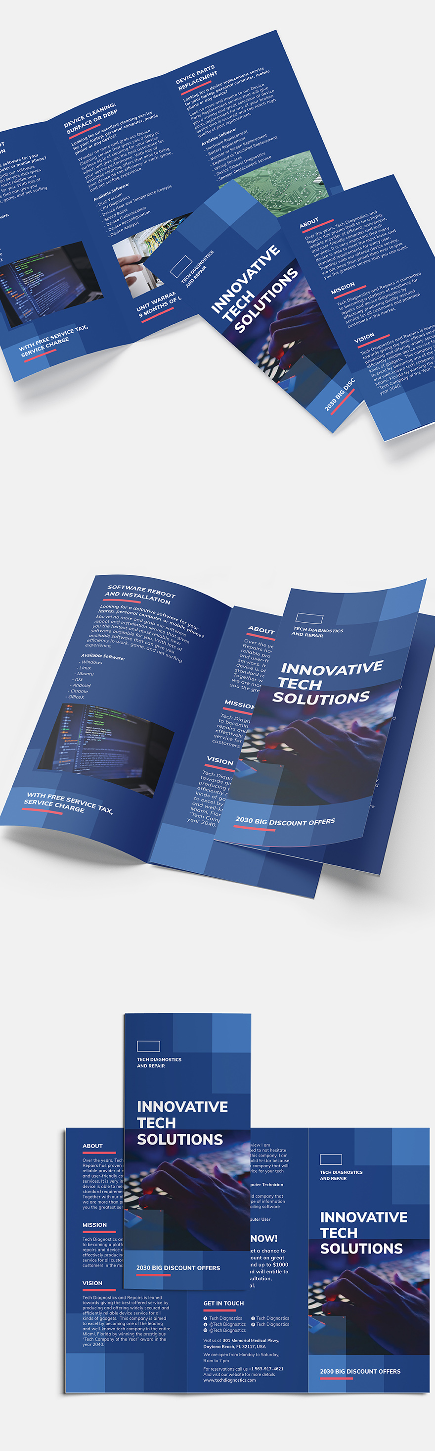 Free Computer Course Bi-Fold Brochure Template - Illustrator, InDesign ...