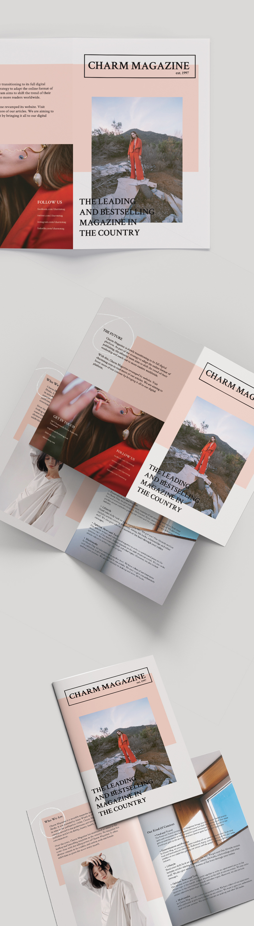 Magazine Bi-Fold Brochure Template - Illustrator, InDesign, Word, Apple ...