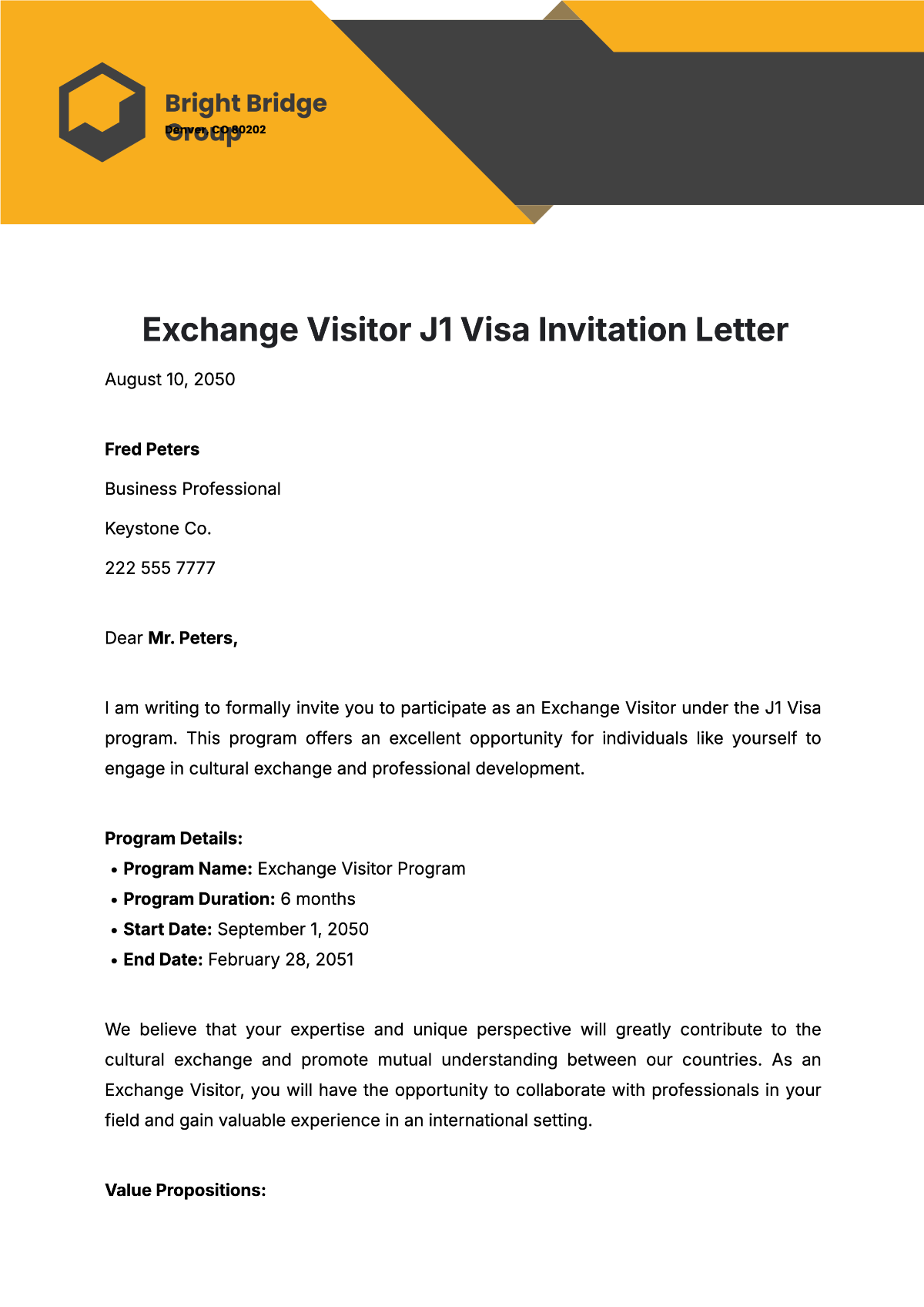Example Of Business Invitation Letter For Visa