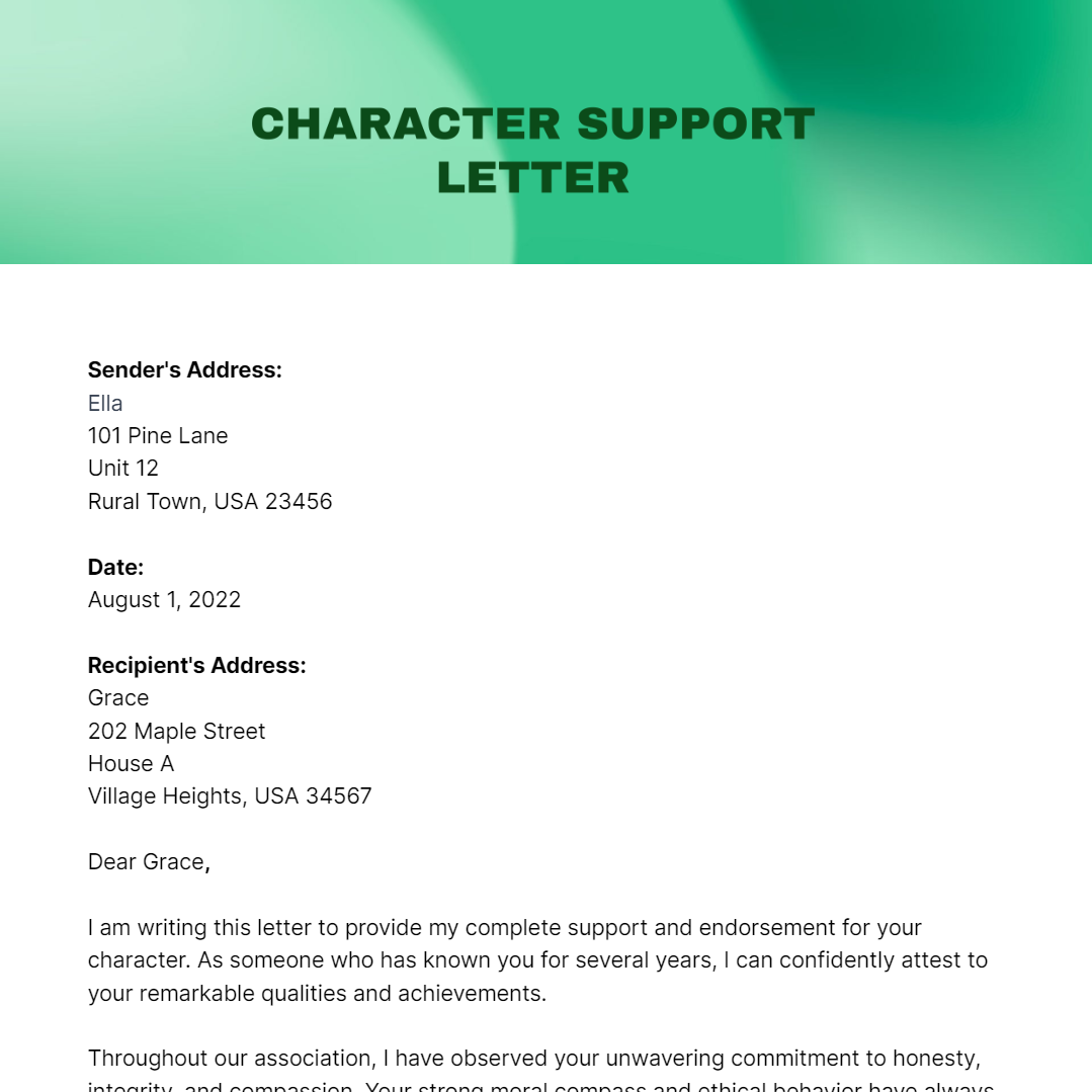 Character Reference Letter For Friend Template Infoupdate