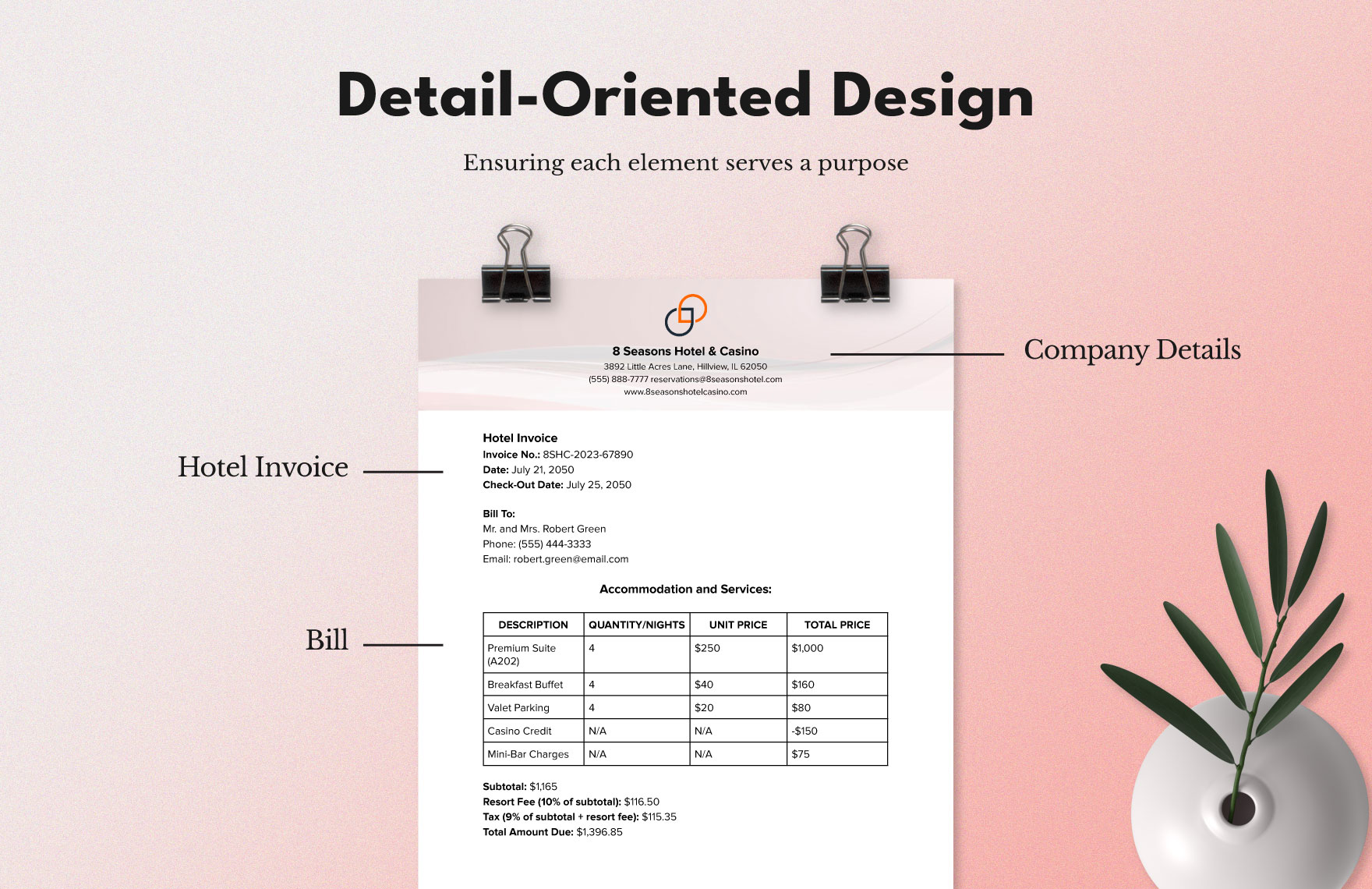 Hotel Invoice Template - Download in Word, Google Docs, Excel, PDF ...