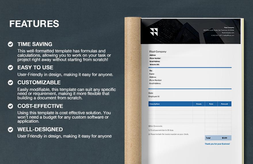 Hourly Invoice Template - Download in Word, Google Docs, Excel, Google ...