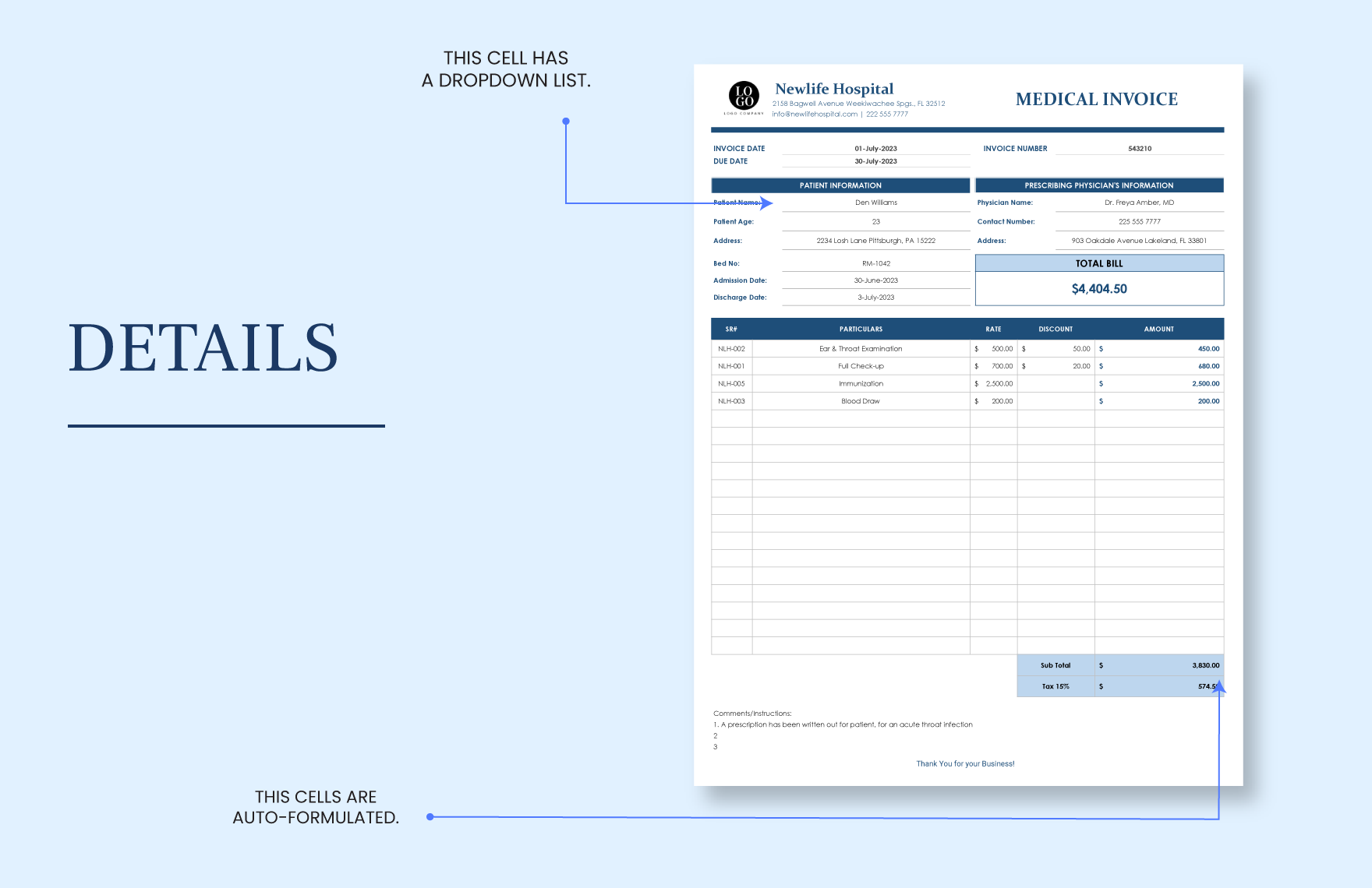 Medical Invoice Template - Download in Word, Google Docs, Excel, Google ...