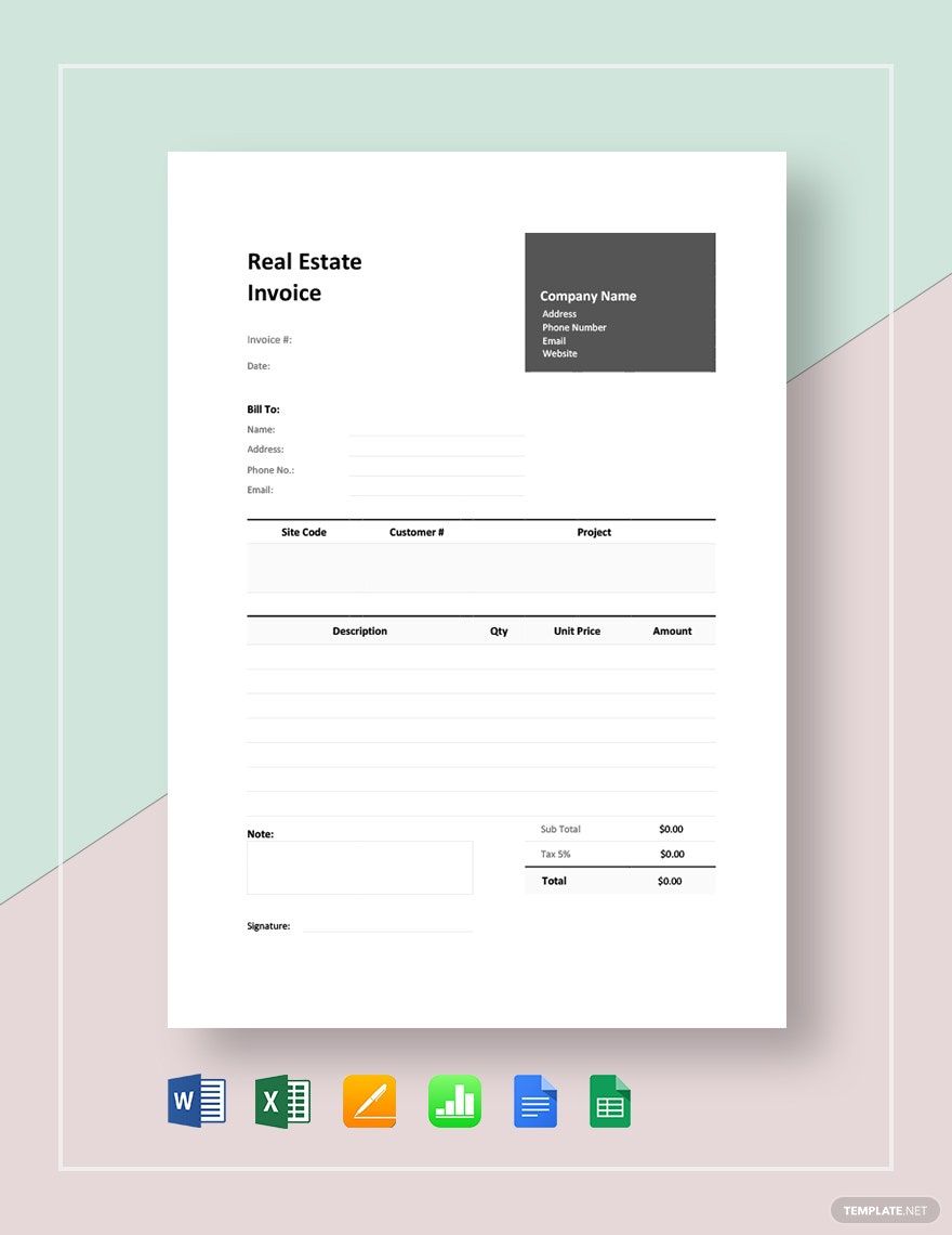 Real Estate Invoice Template Download In Word Google Docs Excel 