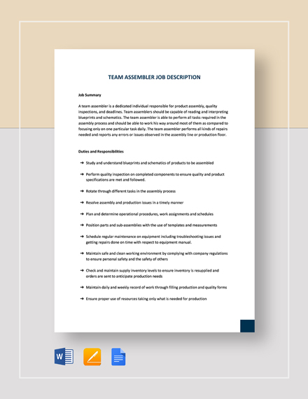 19+ Job Description Templates in Word