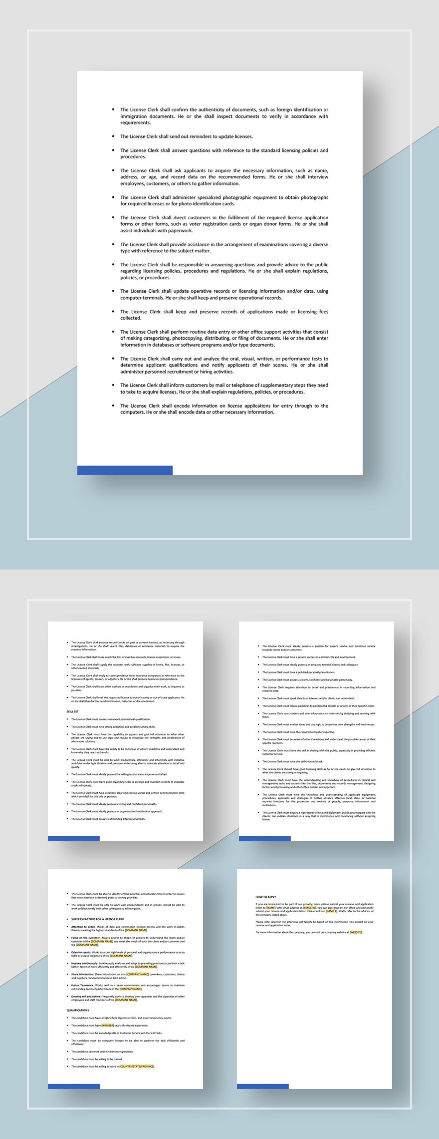 Free License Clerk Job Description Template - Google Docs, Word ...