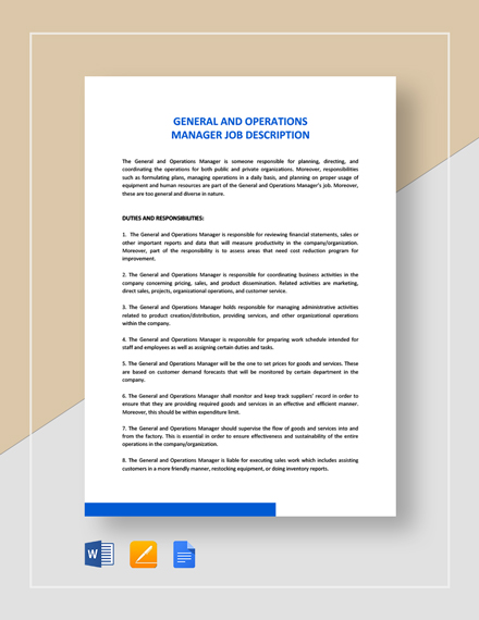 15+ Manager Job Description Templates - PDF, DOC