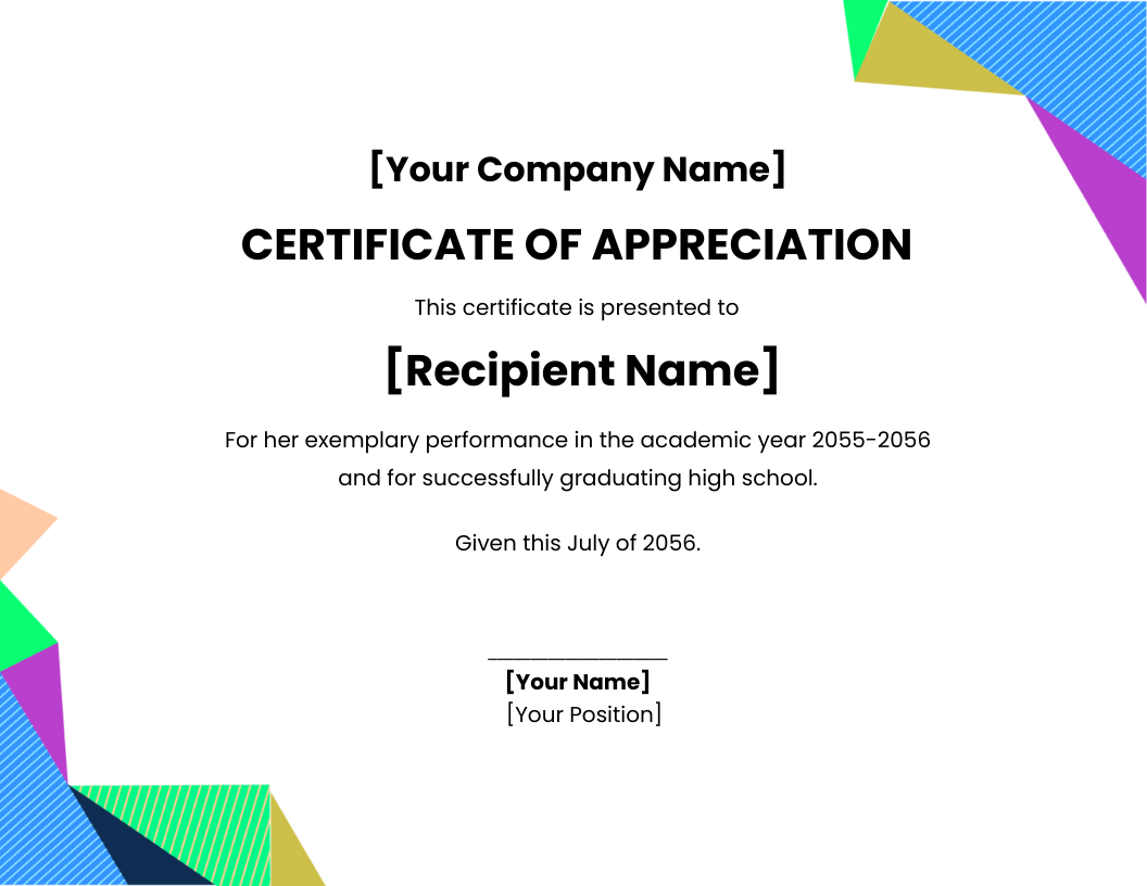 Editable Graduation Appreciation Certificate Template - Edit Online ...