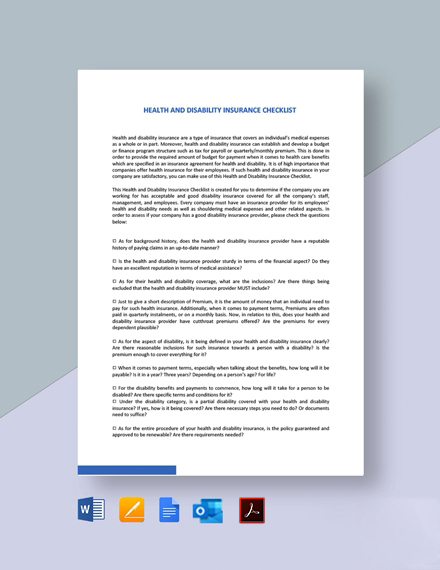 Health And Safety Checklist Template - Download in Excel, Google Sheets ...