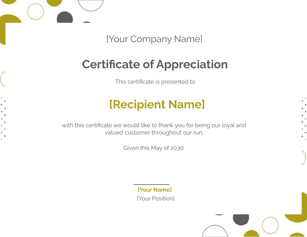 Customer Appreciation Certificate Template - Edit Online & Download ...