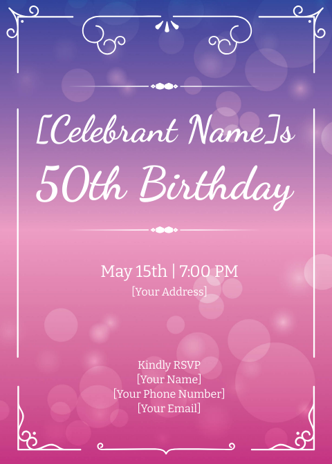 50th Birthday Invitation Template - Edit Online & Download Example ...