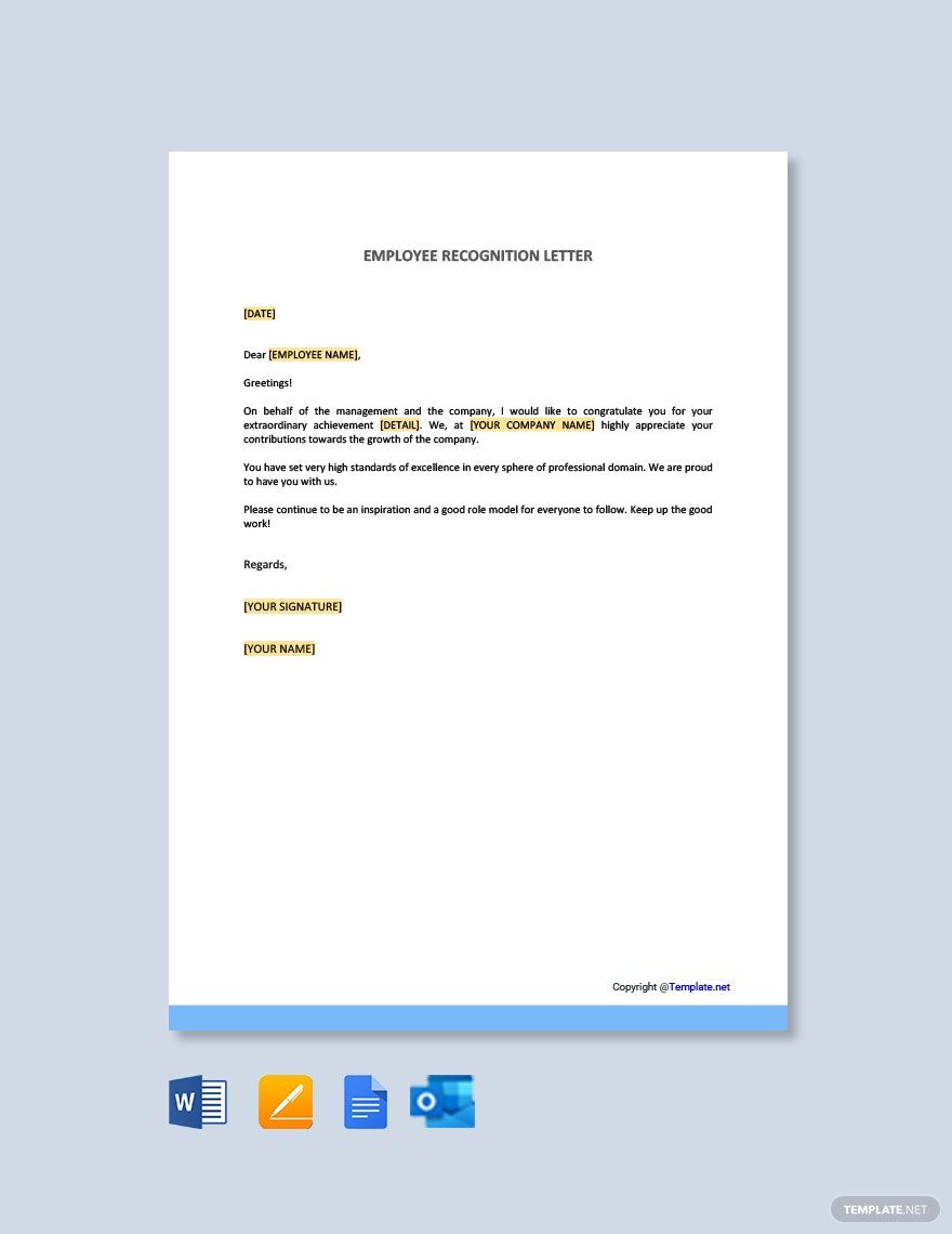 Free Employee Of The Month Recognition Letter Download In Word 