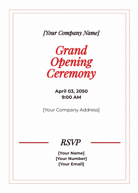 Opening Ceremony Invitation Card Template - Edit Online & Download ...