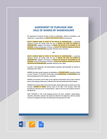 18+ Shareholder Agreement Templates - Free Word, PDF Format Download