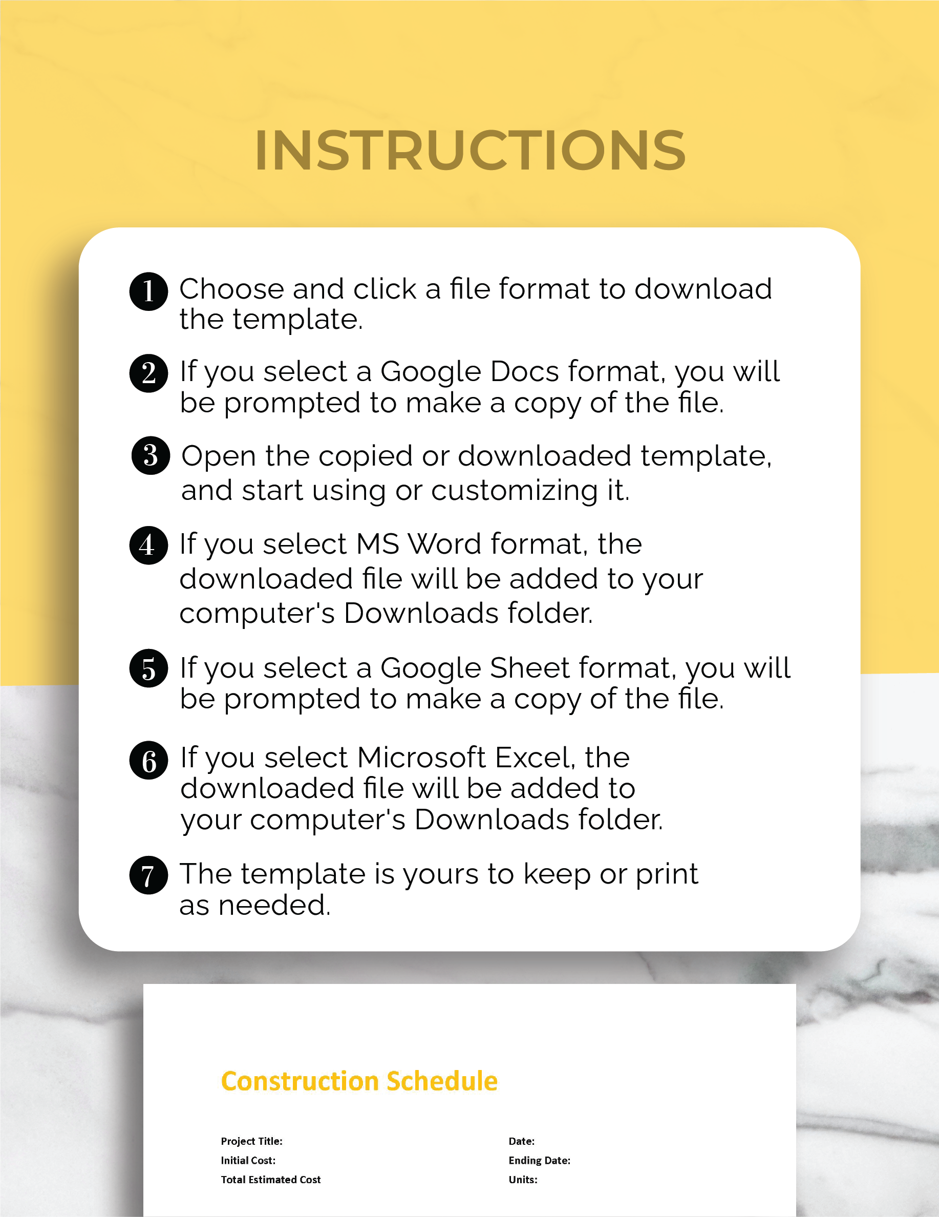 Construction Schedule Template - Download in Word, Google Docs, Excel ...