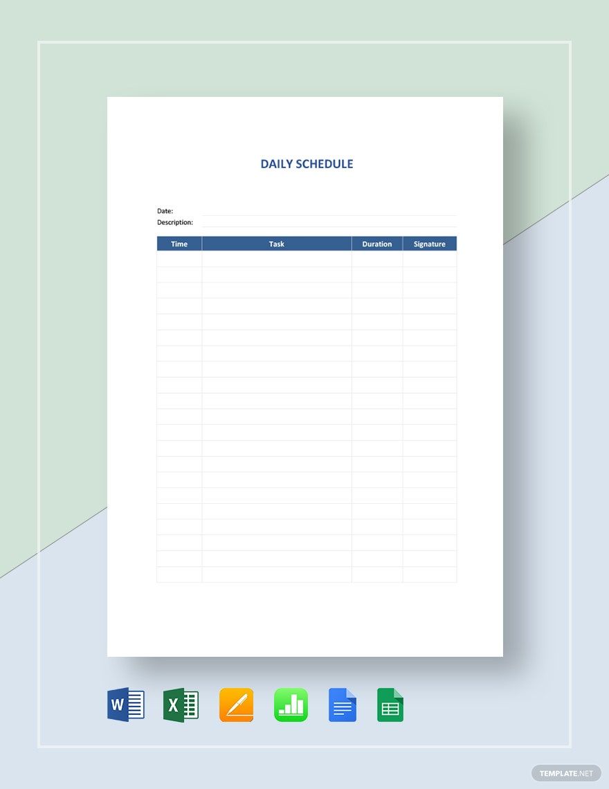 Daily Schedule Template Google Docs Google Sheets Excel Word 