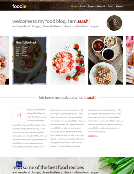 Free Foodie Photoshop Website Template - PSD | Template.net