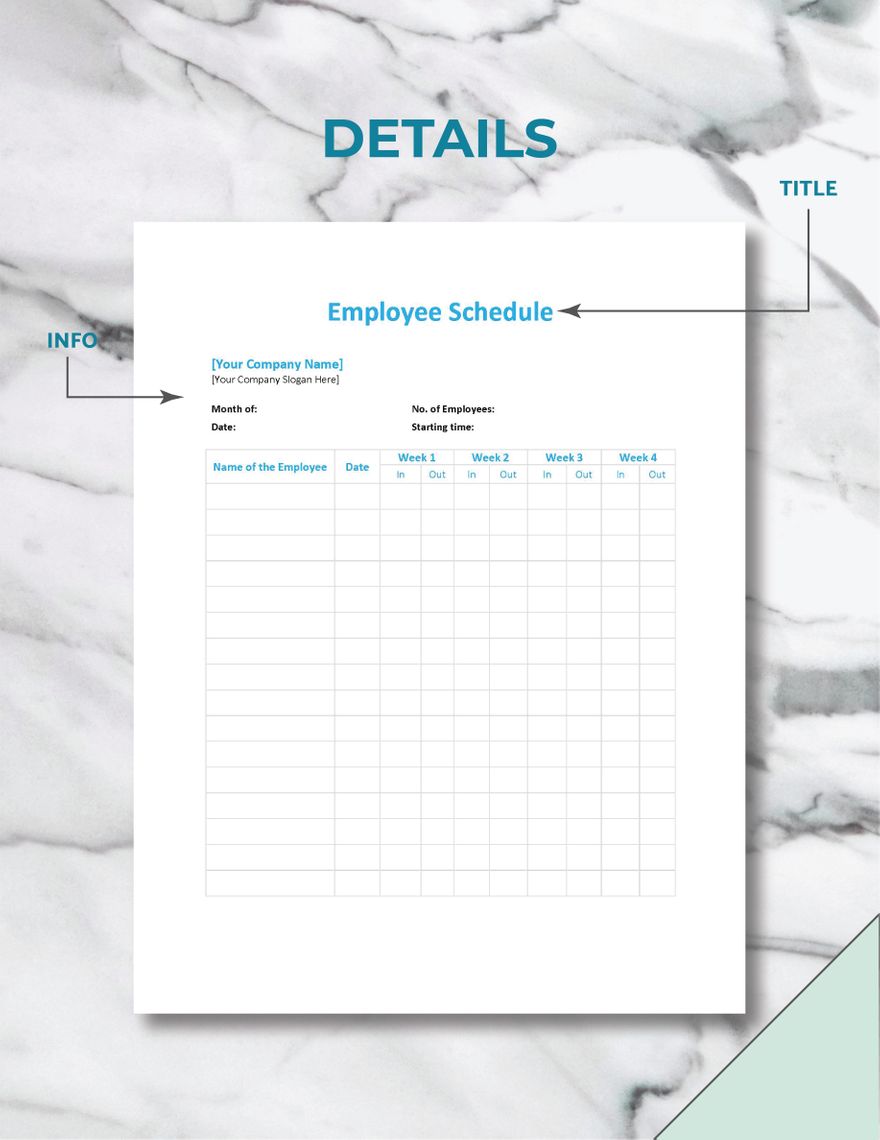 Employee Schedule Template - Google Docs, Google Sheets, Excel, Word ...