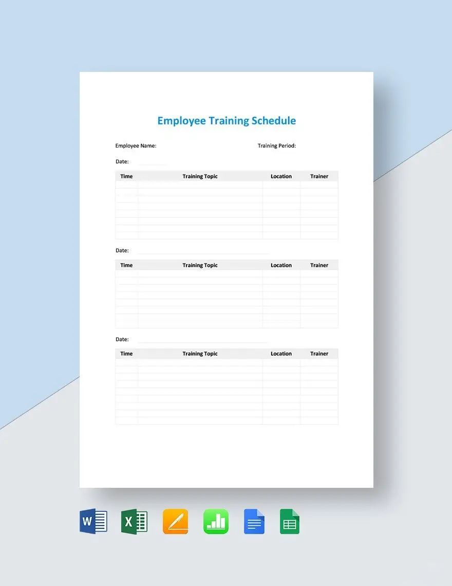 Employee Training Schedule Template Google Docs Google Sheets Excel 
