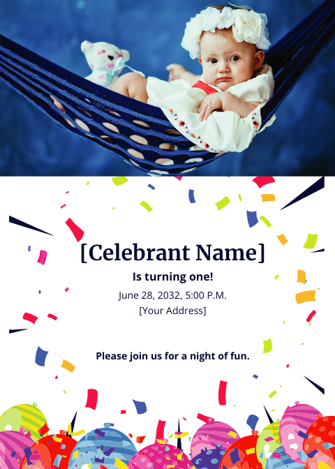 First Birthday Invitation Card Template - Edit Online & Download ...