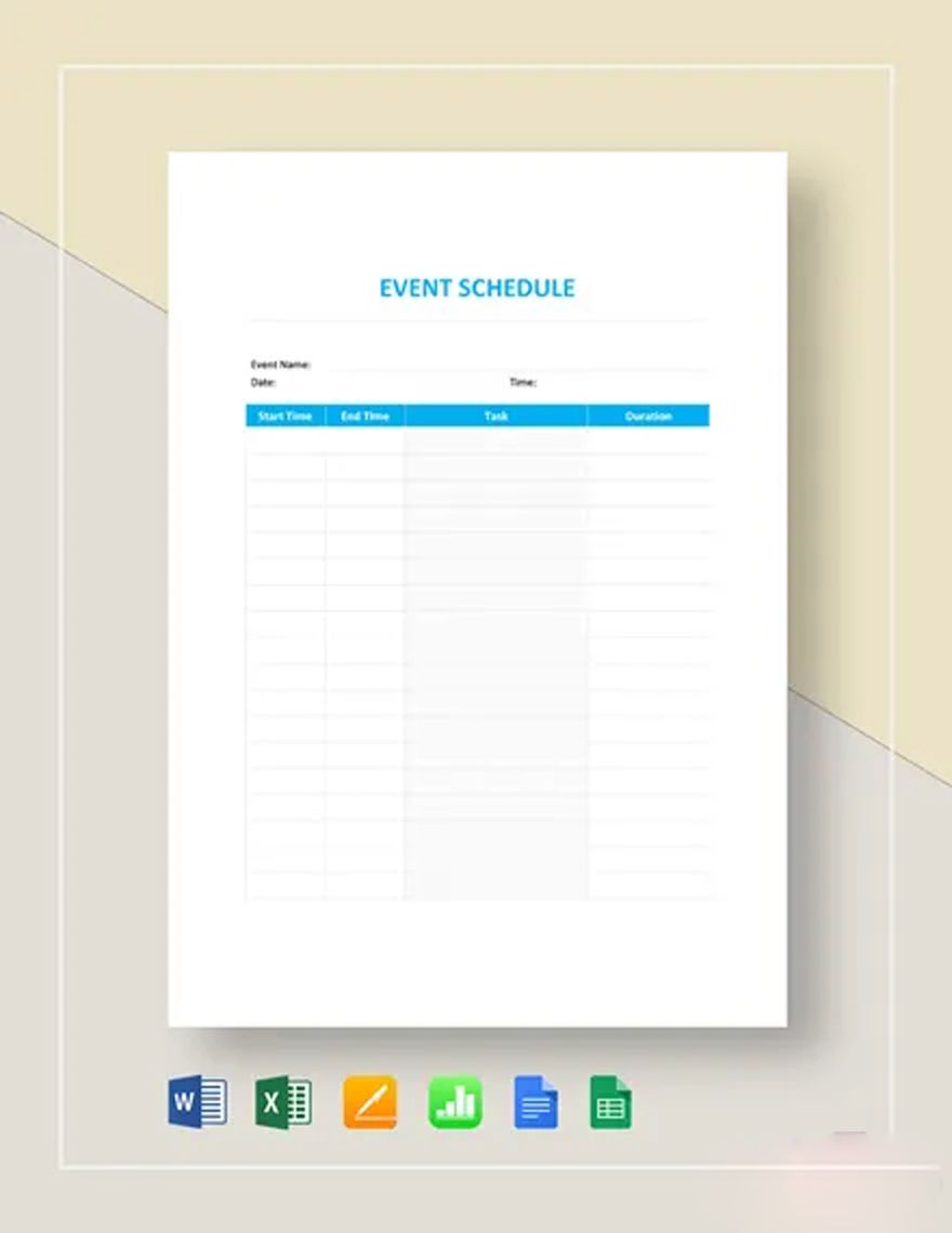 Free Event Schedule Template Download In Word Google Docs Excel Google Sheets Apple Pages 