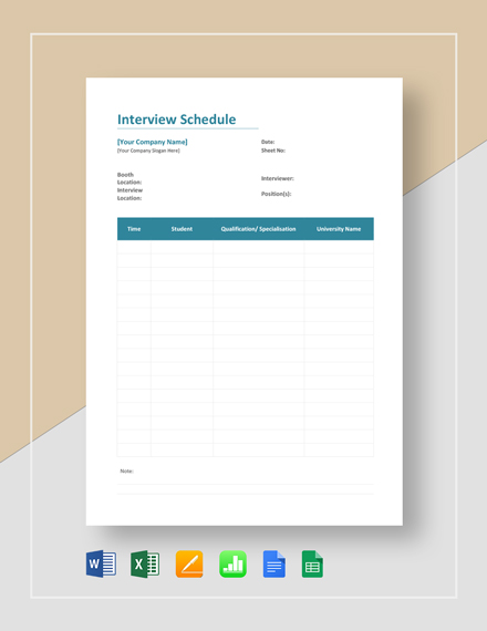 Interview Schedule Template - 11+ Free Word, PDF Documents