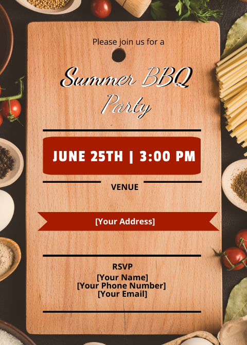 Summer Bbq Party Invitation Template - Edit Online & Download Example ...