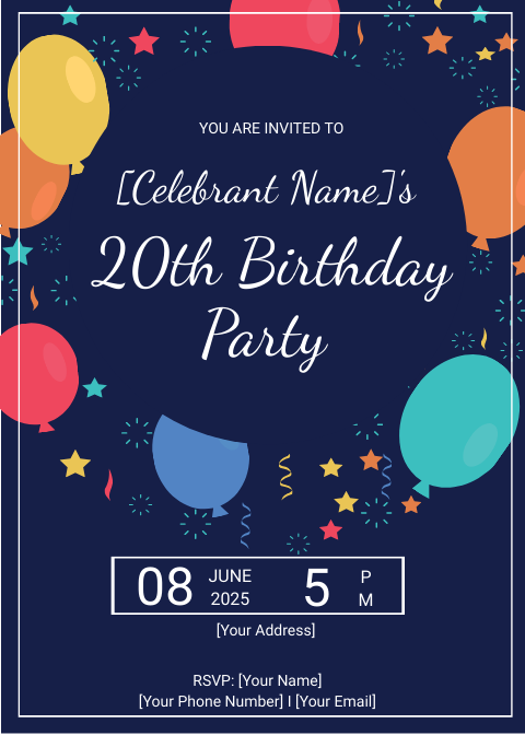 Elegant Birthday Party Invitation Templates - Edit Online & Download ...