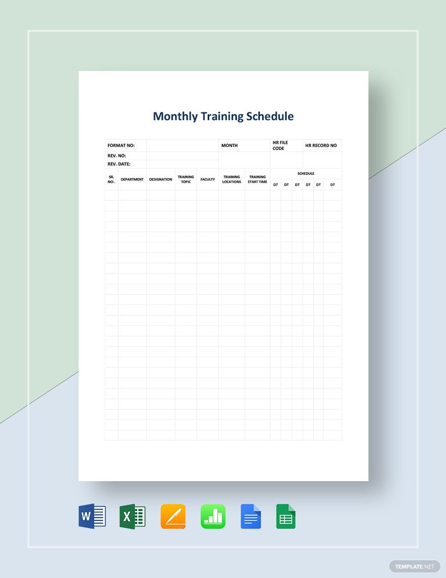 Monthly Training Schedule Template Google Docs Google Sheets Excel