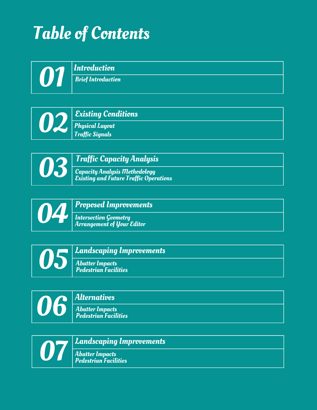 FREE Table Of Content Edit Online Download Template