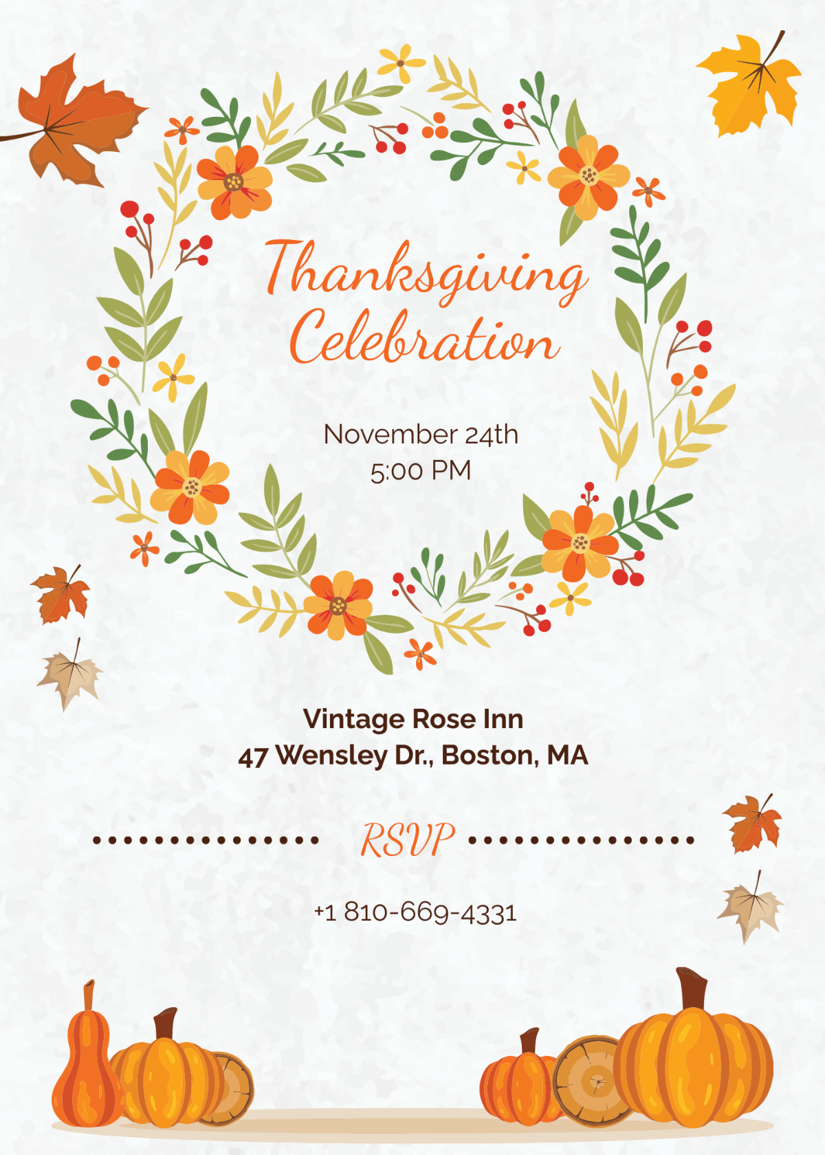 FREE Thanksgiving Invitation Edit Online Download Template