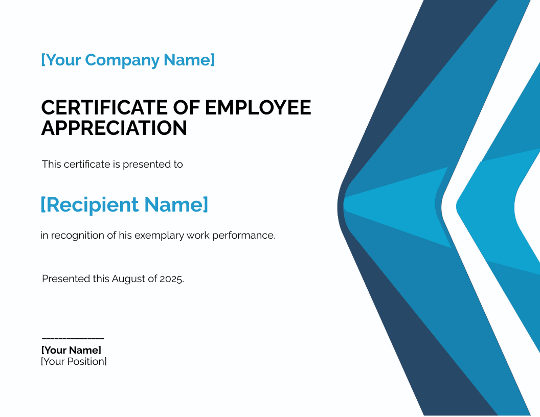 Printable Employee Appreciation Certificate Template - Edit Online ...