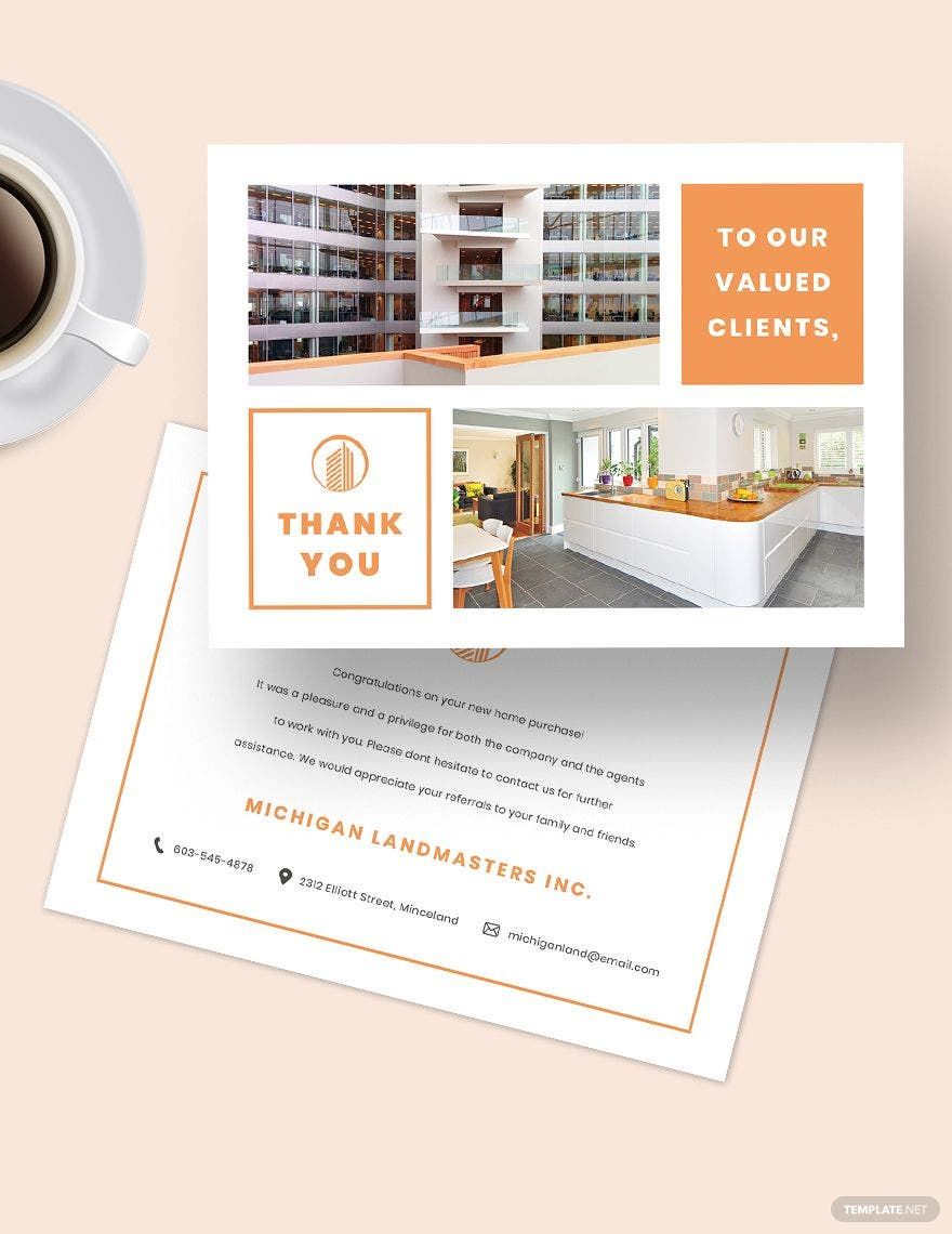 Real Estate Business Thank You Card Template Download In Word Google 