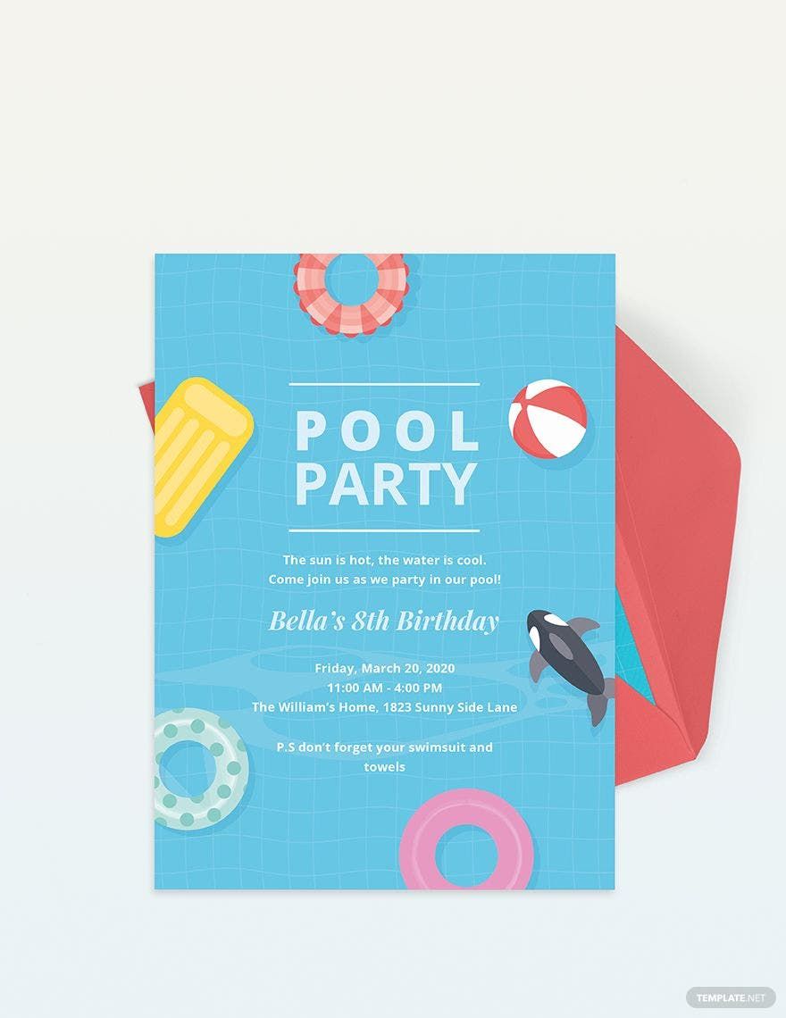 Kids Pool Party Invitation Template Download In Word Illustrator 