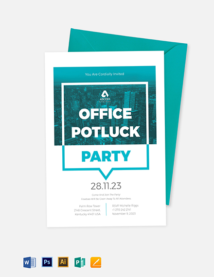 Office Potluck Invitation Template Illustrator Word Apple Pages 