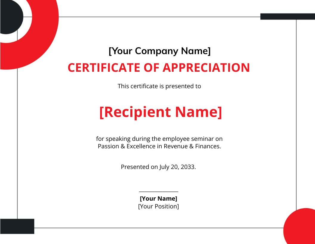 Appreciation Certificate for Employee Template - Edit Online & Download ...