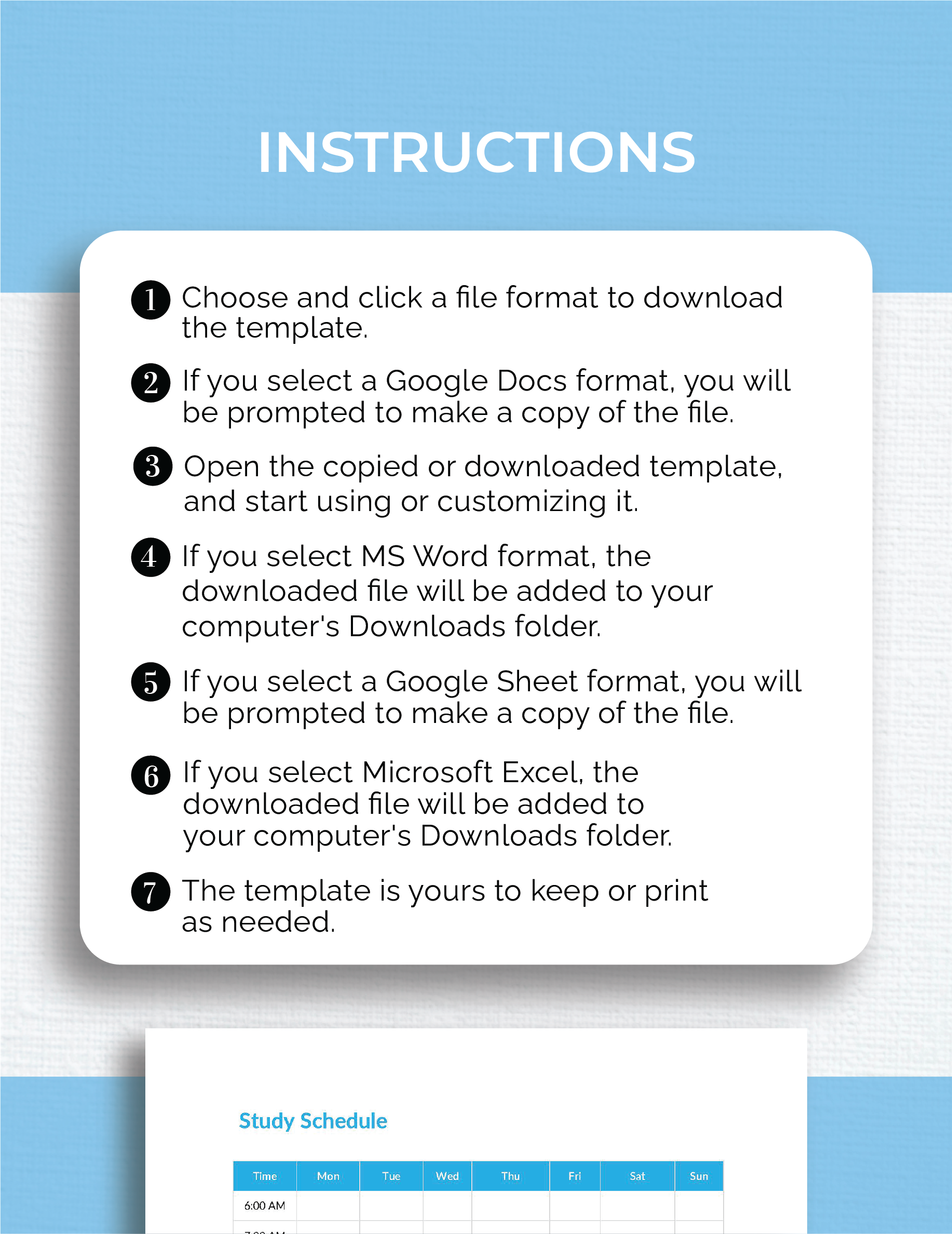 Study Schedule Template - Google Docs, Google Sheets, Excel, Word ...