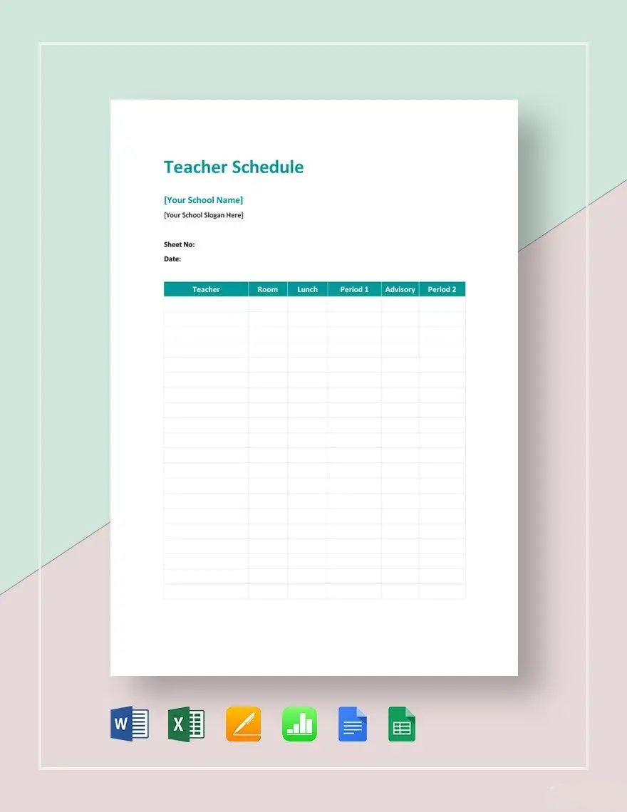 Teacher Schedule Template Google Docs Google Sheets Excel Word 