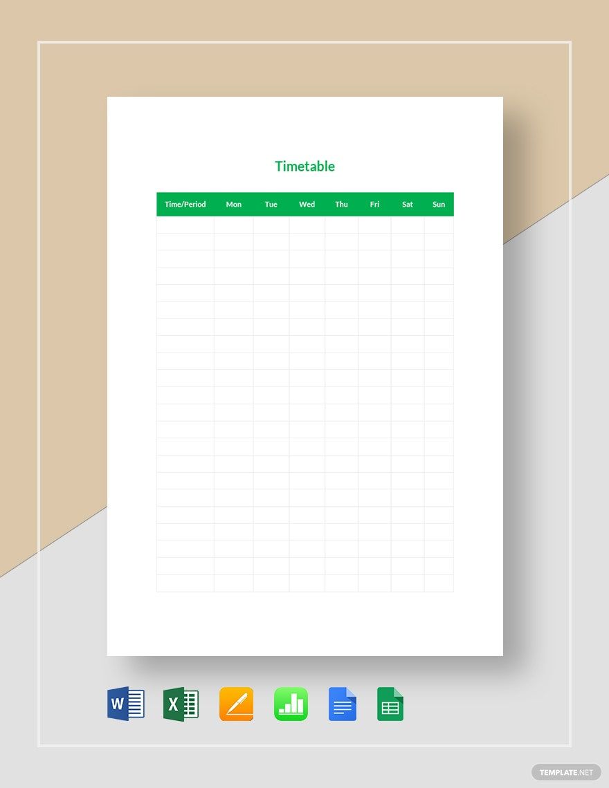 Timetable Template For Kids Google Docs Word Apple Pages Template
