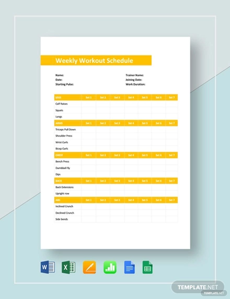 Weekly Workout Schedule Template Google Docs Google Sheets Excel 