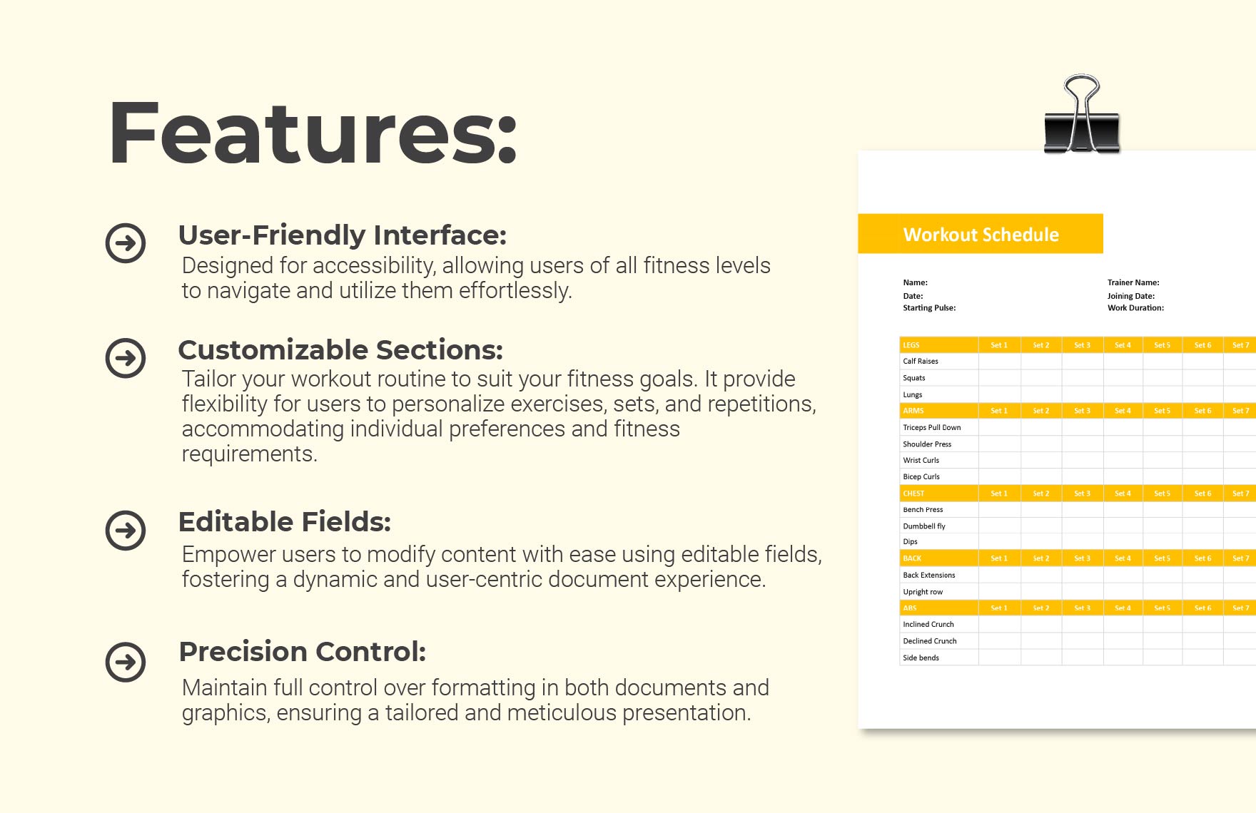 Weekly Workout Schedule Template in Pages, Numbers, Word, Excel, Google ...
