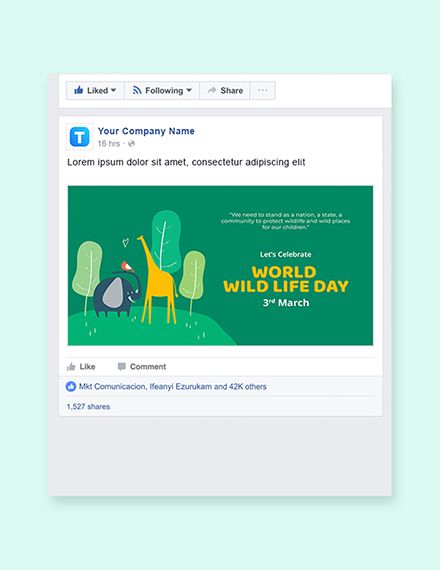 Free World Wild Life Day Facebook Post Template