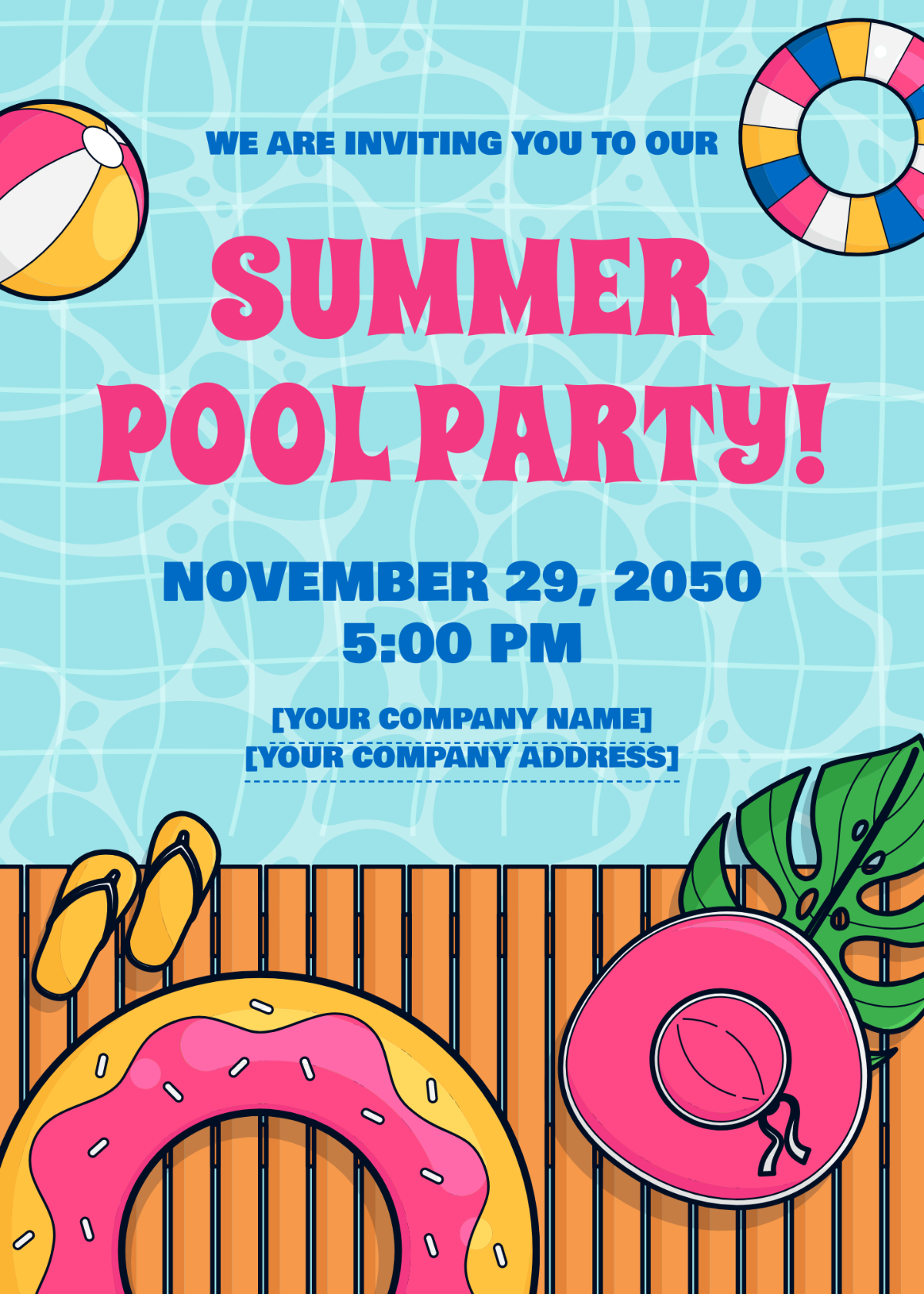 Free Pool Party Invitation Templates Examples Edit Online Download
