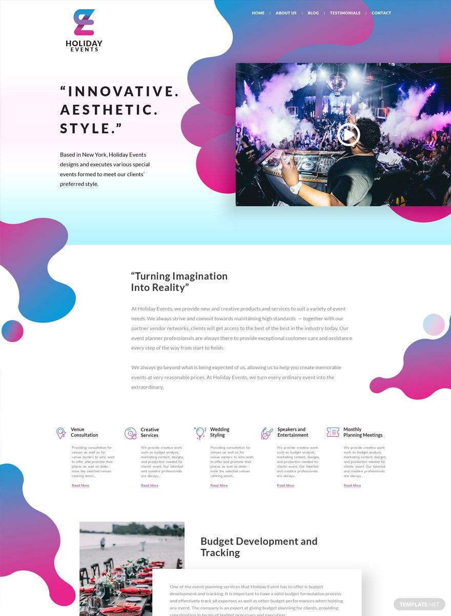 Free Event Planner WordPress Theme Template Wordpress Template