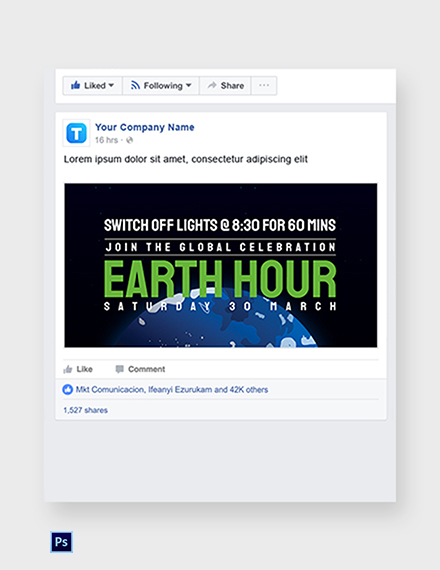 Free Earth Hour Instagram Post Template - PSD | Template.net