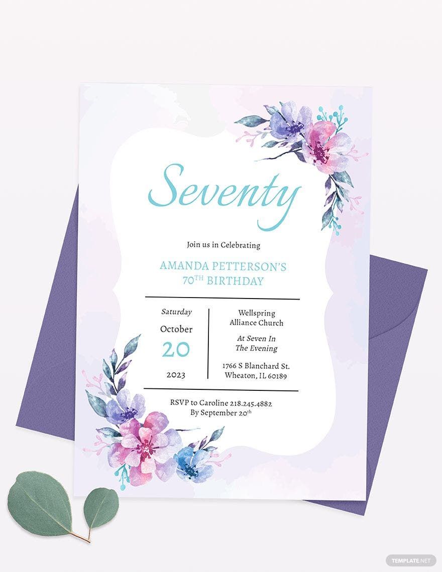 70th Birthday Invitation Template Download In Word Illustrator PSD 