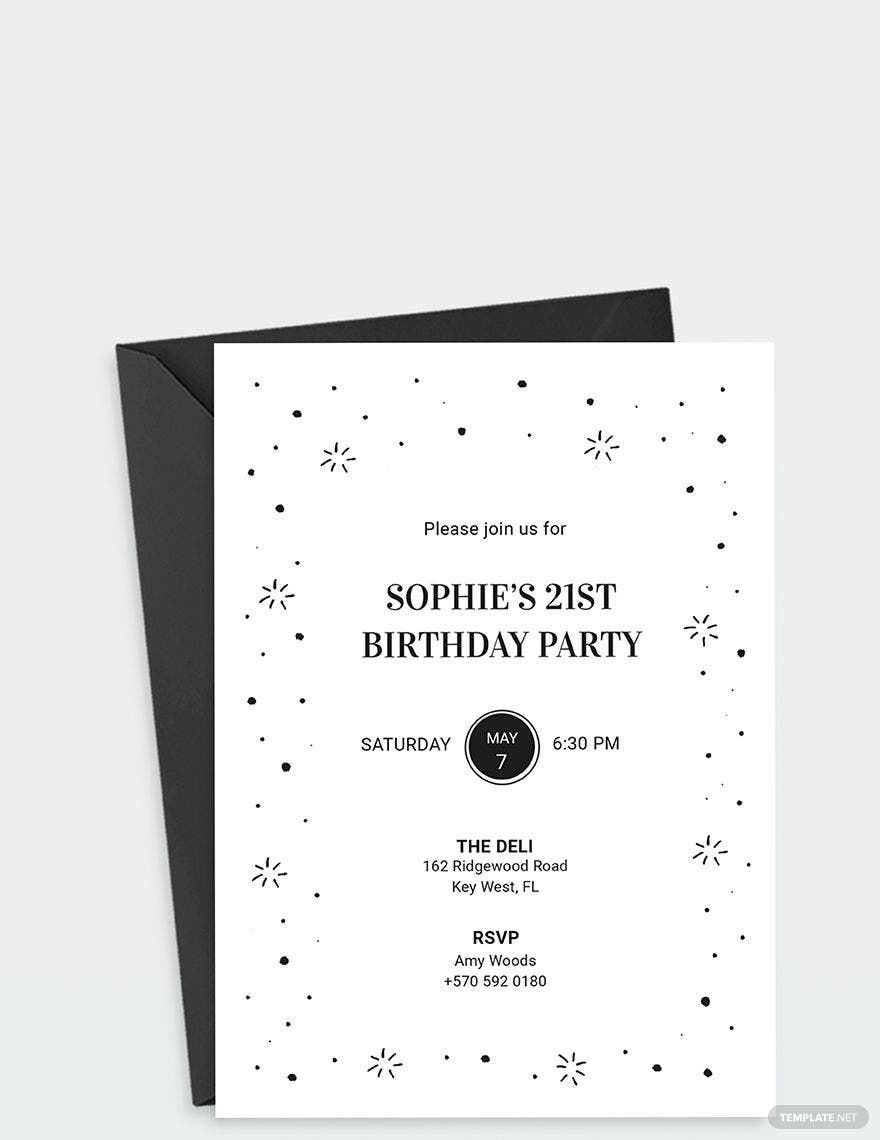 Black And White Birthday Party Invitation Template Download In Word 