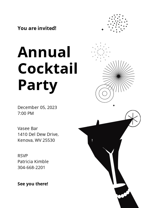 Black And White Birthday Party Invitation Template Free JPG 
