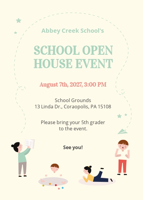 School Open House Invitation Template